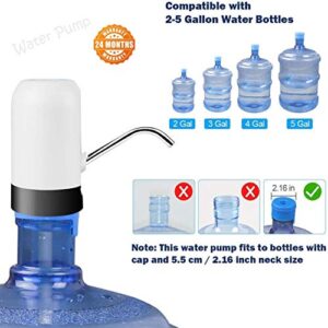 FVSTR 5 Gallon Water Dispenser,Electric Drinking Water Pump Universal USB Charging Water Bottle Pump for 2-5 Gallon, Portable Water Dispenser Pump for Camping