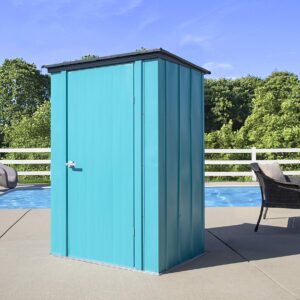 Spacemaker 4' x 3' Compact Outdoor Metal Backyard, Patio, and Garden Shed Kit, Teal and Anthracite