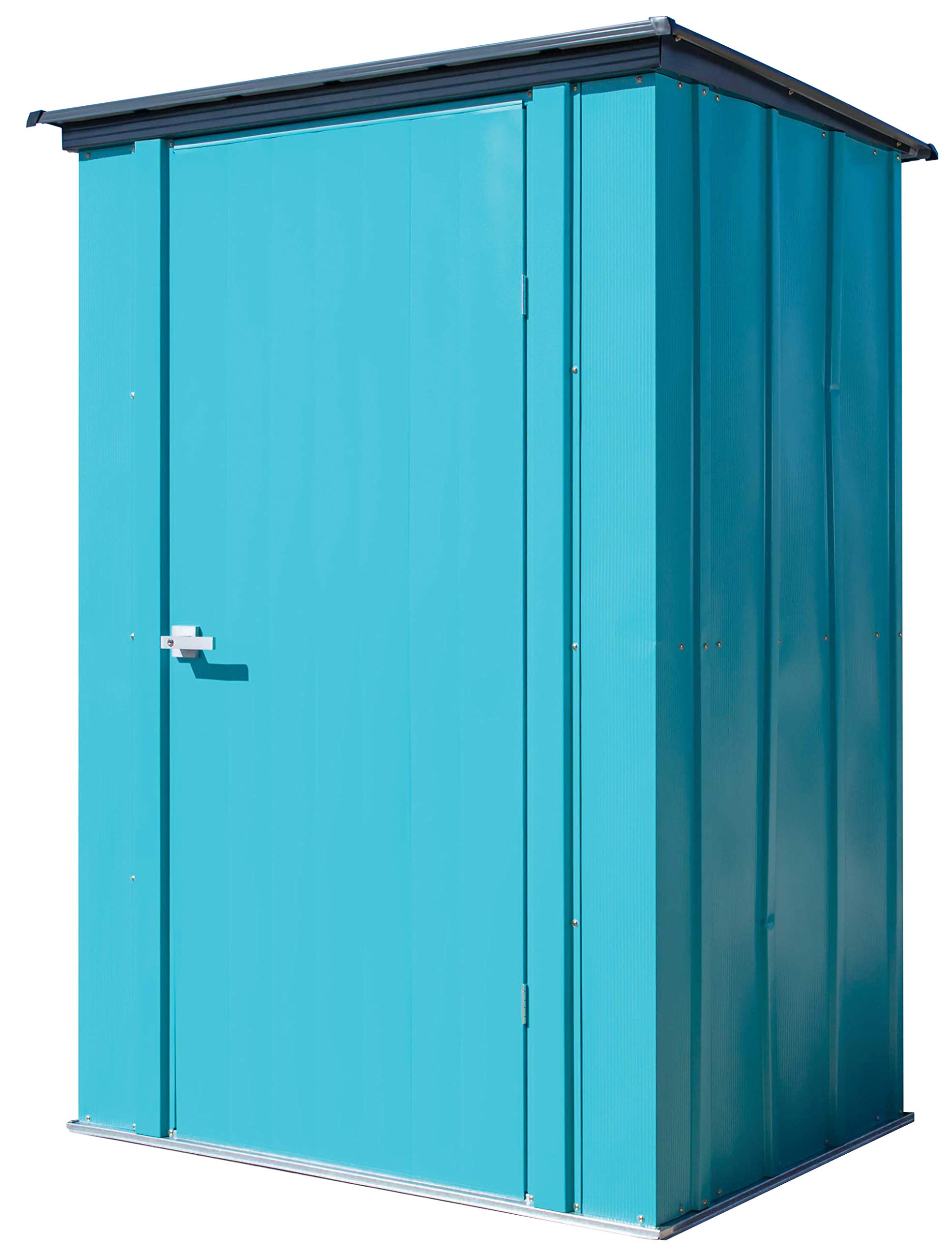 Spacemaker 4' x 3' Compact Outdoor Metal Backyard, Patio, and Garden Shed Kit, Teal and Anthracite