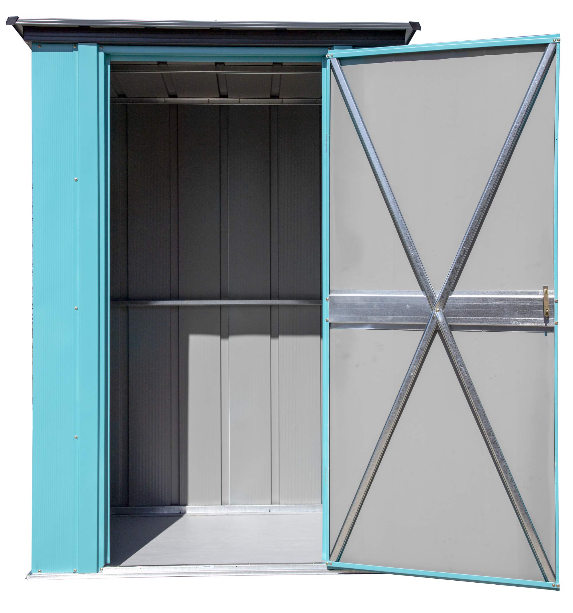 Spacemaker 4' x 3' Compact Outdoor Metal Backyard, Patio, and Garden Shed Kit, Teal and Anthracite