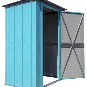 Spacemaker 4' x 3' Compact Outdoor Metal Backyard, Patio, and Garden Shed Kit, Teal and Anthracite