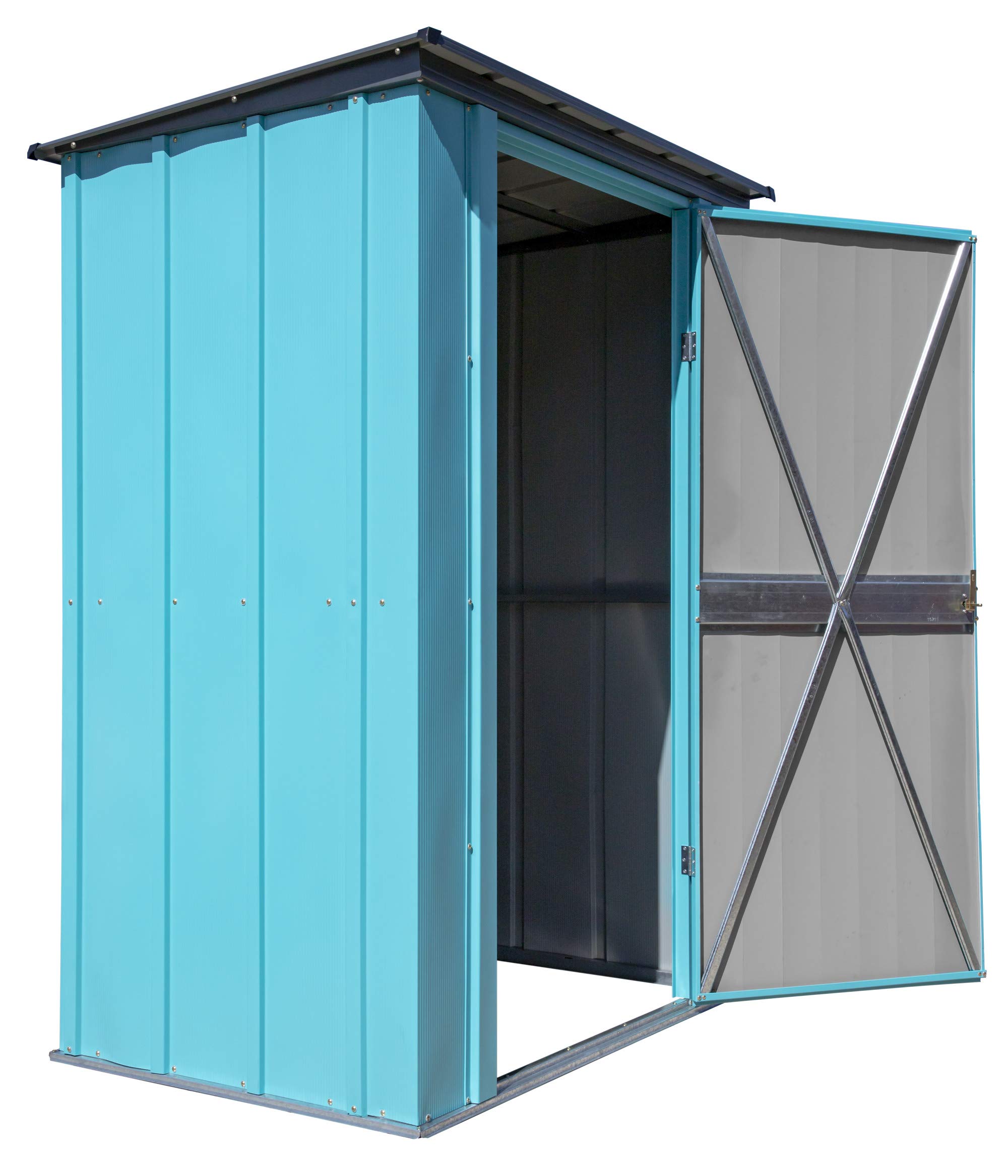 Spacemaker 4' x 3' Compact Outdoor Metal Backyard, Patio, and Garden Shed Kit, Teal and Anthracite