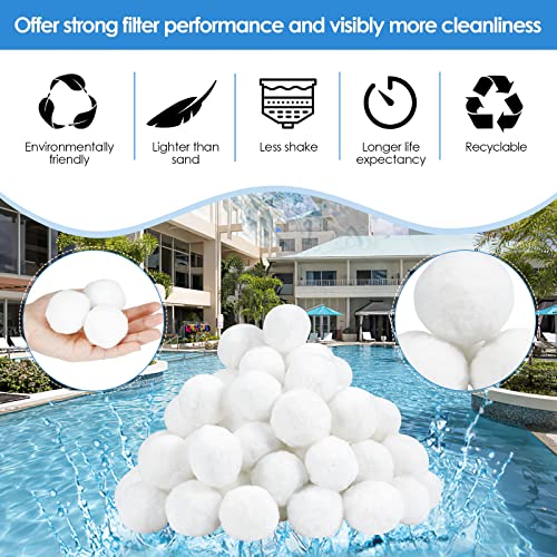 Aitsite 2.9 lbs Pool Filter Balls Eco-Friendly Fiber Filter Media for Swimming Pool Sand Filters (Equals 100 lbs Pool Filter Sand)