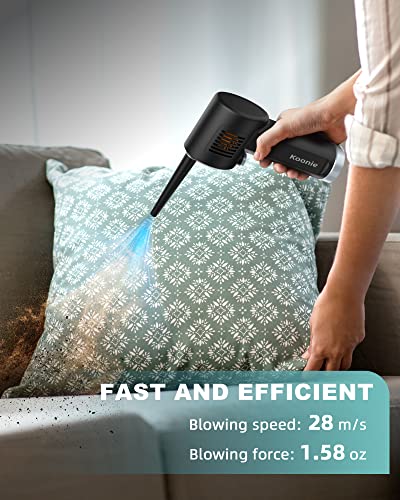 Koonie Cordless Air Duster, Battery Operated Computer Cleaning Duster, Portable Replaces Compressed Air Cans, 6000mAh 10W Fast Charging Air Blower, No Gas for Computer Keyboard, Car, Pet House