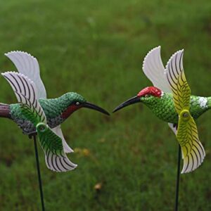 UOUDIO 4Pcs Hummingbird Garden Decor Stakes with Windmill, Durable Garden Ornaments Outdoor Decorations for Patio Lawn Yard