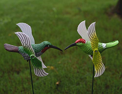 UOUDIO 4Pcs Hummingbird Garden Decor Stakes with Windmill, Durable Garden Ornaments Outdoor Decorations for Patio Lawn Yard