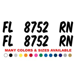 Set of 2 Custom Boat Registration Numbers and Letters Jet Ski Registration Numbers Jetski PWC Pontoon Sail Boat Sailboat Hull Id Vinyl Decals Stickers