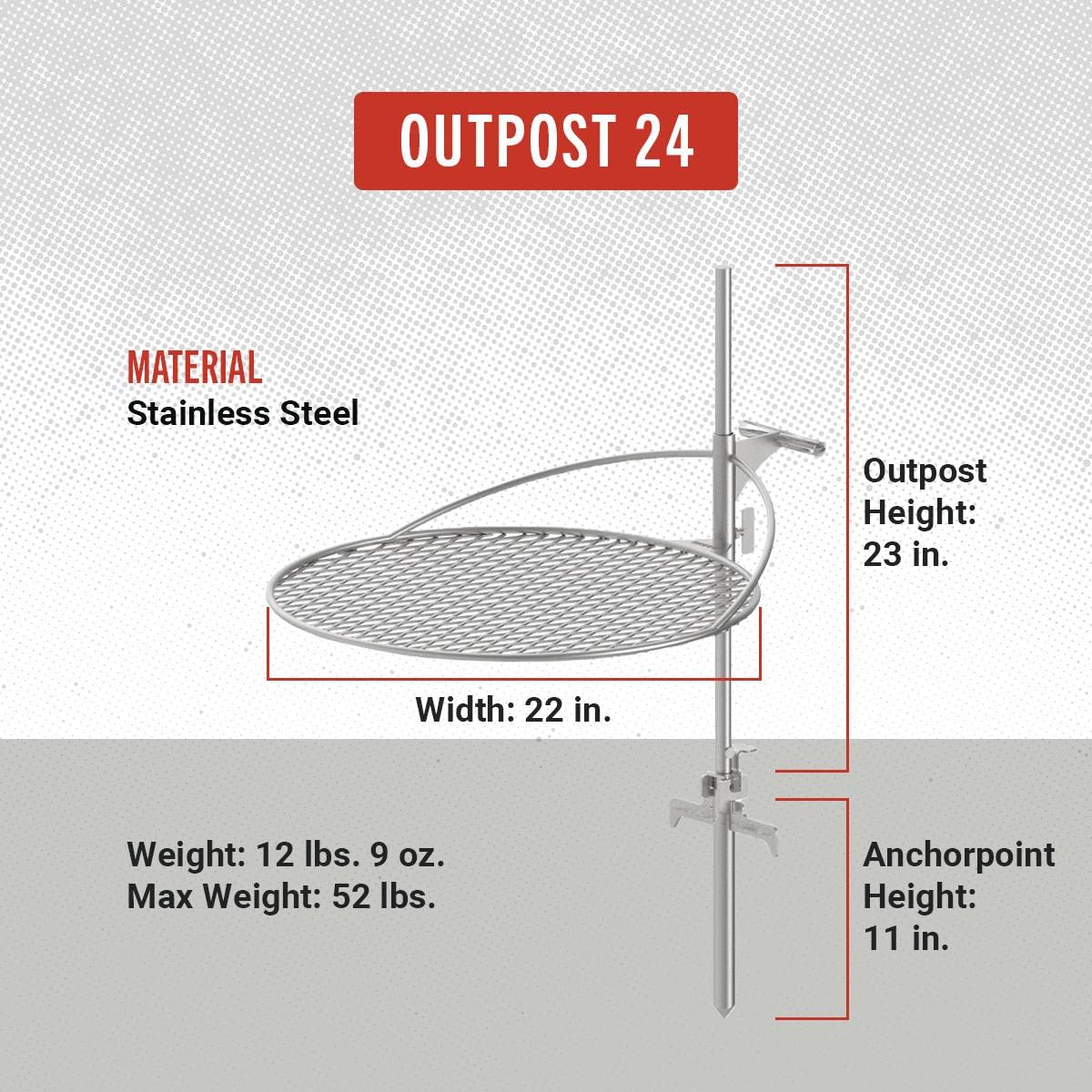 Outpost Grill 24 | Standalone Campfire Grate | Breeo X Series Accessory | Stainless Steel | Durable | Carrying Bag | Camping Cooking Rack | USA Made