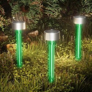 grand patio solar landscape lights transparent decorative waterproof, 10 pack solar powered pathway lights, weather-resistant outdoor lighting for yard, garden, pool, green