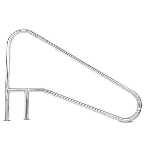 KUAFU Pool Handrail Grab Rail 49.5"X35.5" Swimming Pool Bend Handle Stair Rail 300lbs Load Capacity for Inground Pool 304 Stainless Steel