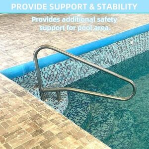 KUAFU Pool Handrail Grab Rail 49.5"X35.5" Swimming Pool Bend Handle Stair Rail 300lbs Load Capacity for Inground Pool 304 Stainless Steel