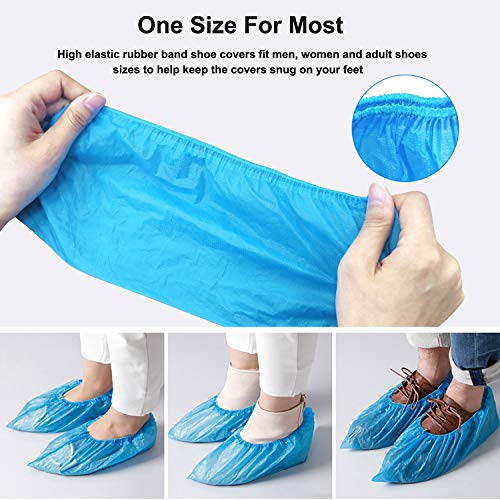 Shoe Covers Disposable -100 Pack（50 Pairs） Disposable Shoe & Boot Covers Waterproof Slip Resistant Shoe Booties, Durable Boot & Shoes Cover, One Size Fits All (CPE Plastic)