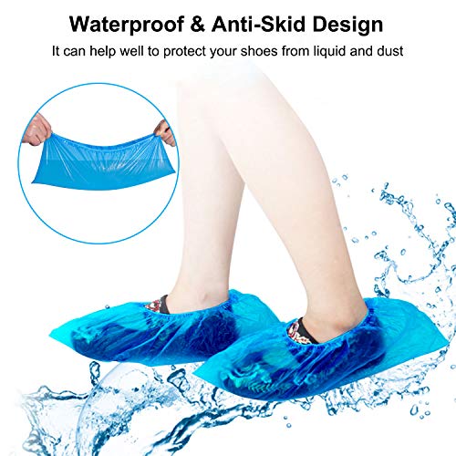 Shoe Covers Disposable -100 Pack（50 Pairs） Disposable Shoe & Boot Covers Waterproof Slip Resistant Shoe Booties, Durable Boot & Shoes Cover, One Size Fits All (CPE Plastic)