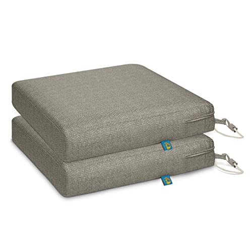 Duck Covers Classic Accessories Weekend Water-Resistant Outdoor Dining Seat Cushion, 17 x 17 x 3 Inch, Moon Rock, 2 Pack