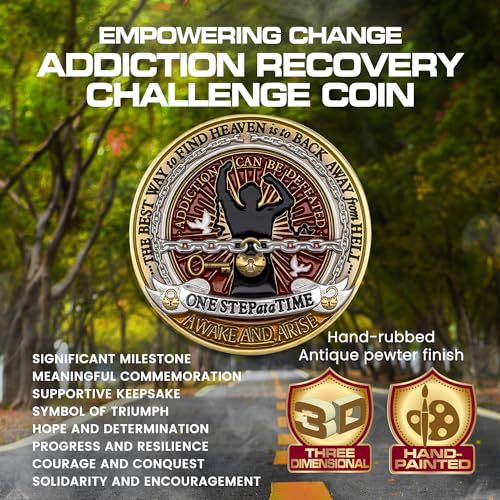 Armor Coin & Emblem - Addiction Recovery Challenge Coin | Embrace Change & Triumph | Encouragement Gift