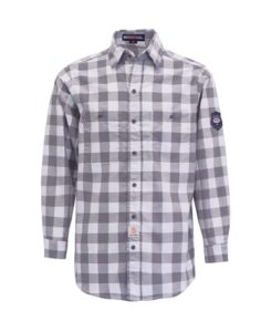 bocomal fr shirts flame resistant plaid shirt nfpa2112/cat2 7.5oz fire resistant gray/white men's fire retardant welding shirt