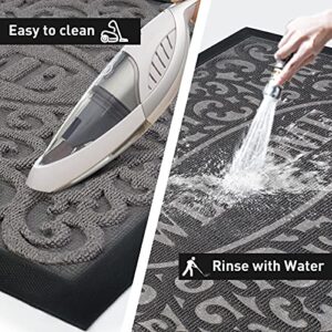 OEMATS Welcome Front Door Mat,Extra Durable,Non-Slip Rubber Floor Mats, Waterproof, Easy Clean for Home Entrance, Garage, Patio,18x30,Grey