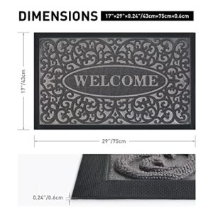 OEMATS Welcome Front Door Mat,Extra Durable,Non-Slip Rubber Floor Mats, Waterproof, Easy Clean for Home Entrance, Garage, Patio,18x30,Grey