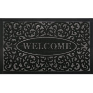 oemats welcome front door mat,extra durable,non-slip rubber floor mats, waterproof, easy clean mats for home entrance, garage, patio,18x30,black