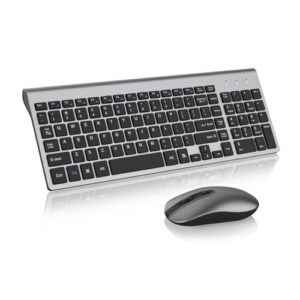 wireless keyboard and mouse combo, cimetech compact full size wireless computer keyboard and mouse set 2.4g ultra-thin sleek design for windows, computer, desktop, pc, notebook, laptop - grey