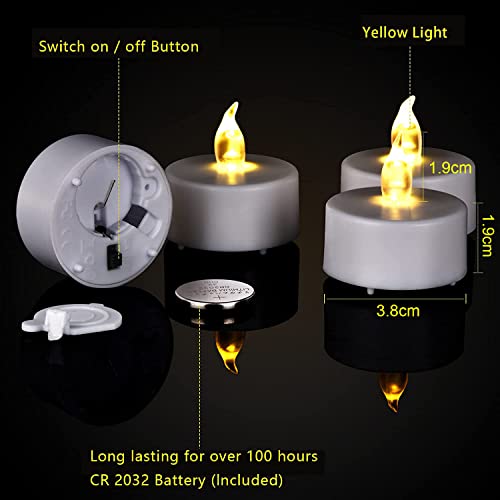 Battery Tea Lights-24 Pack LED Tea Lights Candles Realistic and Bright Flickering Holiday Gift Operated Flameless LED Tea Light for Seasonal & Festival Celebration Warm Yellow Lamp Battery Powered