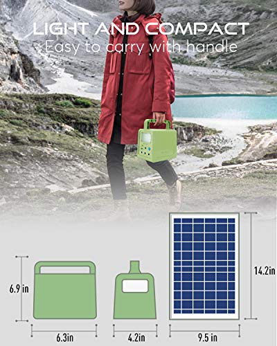 WAWUI Portable Solar Generator 84Wh, Portable Solar Power Station with Solar Panel & Flashlights, Rechargeable Power Bank, Camping Lights with Battery, USB DC Outlets, for Travel Hunting