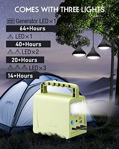 WAWUI Portable Solar Generator 84Wh, Portable Solar Power Station with Solar Panel & Flashlights, Rechargeable Power Bank, Camping Lights with Battery, USB DC Outlets, for Travel Hunting