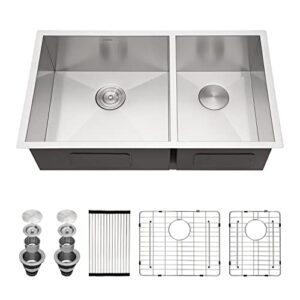 33 double bowl kitchen sink - kichae undermount kitchen sinks stainless steel double basin 33x19 inch kitchen sink 18 gaugle 60/40 undermount kitchen sink basin