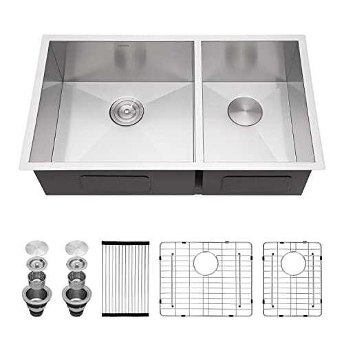 33 Double Bowl Kitchen Sink - Kichae Undermount Kitchen Sinks Stainless Steel Double Basin 33x19 Inch Kitchen Sink 18 Gaugle 60/40 Undermount Kitchen Sink Basin