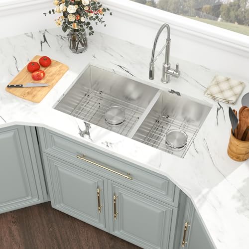 33 Double Bowl Kitchen Sink - Kichae Undermount Kitchen Sinks Stainless Steel Double Basin 33x19 Inch Kitchen Sink 18 Gaugle 60/40 Undermount Kitchen Sink Basin