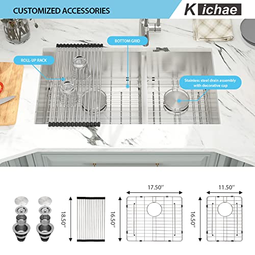 33 Double Bowl Kitchen Sink - Kichae Undermount Kitchen Sinks Stainless Steel Double Basin 33x19 Inch Kitchen Sink 18 Gaugle 60/40 Undermount Kitchen Sink Basin