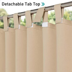 NICETOWN Outdoor Patio Curtain Waterproof Room Darkening Drape, Detachable Sticky Tab Top Thermal Insulated Privacy Protect Outdoor Divider for Porch/Doorway, Biscotti Beige, W52 x L84, 1 Panel