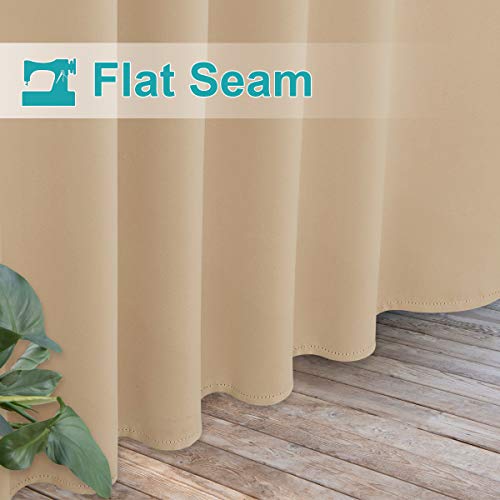 NICETOWN Outdoor Patio Curtain Waterproof Room Darkening Drape, Detachable Sticky Tab Top Thermal Insulated Privacy Protect Outdoor Divider for Porch/Doorway, Biscotti Beige, W52 x L84, 1 Panel