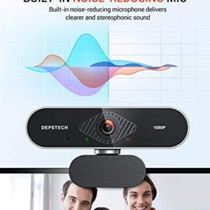 DEPSTECH Webcam with Microphone, 1080P HD Webcam with Auto Light Correction for Desktop/Laptop, Streaming Computer USB Web Camera for Video Conferencing, Teaching, Streaming, and Gaming-D04