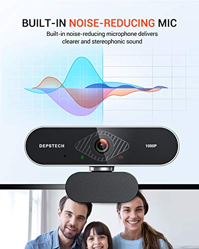 DEPSTECH Webcam with Microphone, 1080P HD Webcam with Auto Light Correction for Desktop/Laptop, Streaming Computer USB Web Camera for Video Conferencing, Teaching, Streaming, and Gaming-D04