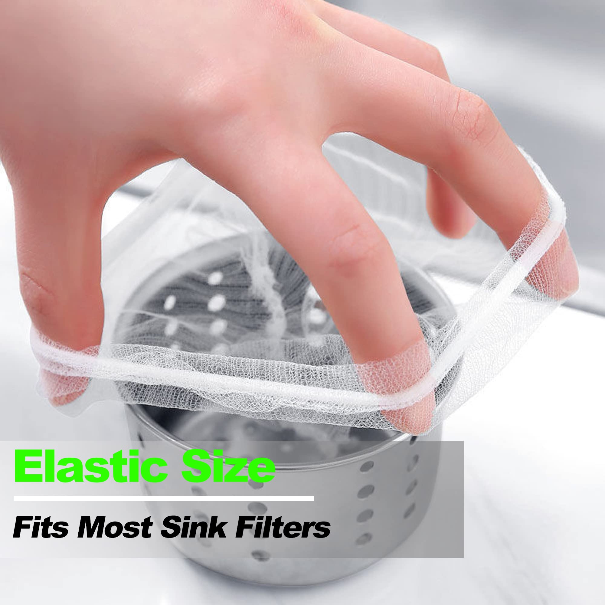 Disposable Mesh Sink Strainer Bags- 100 Pcs Kitchen Sink Strainer Trash Bag High Elasticity Sink Strainer Filter Mesh Bag for Collecting Kitchen Food Waste Leftover Garbage Kitchen Sink