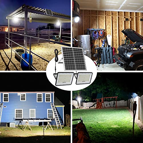 Engrepo 200 Watts Solar Flood Light Outdoor 1500LM Dual White Floodlights Auto On/Off Dusk to Dawn with Remote Control for Yard, Garden, Shed, Barn.