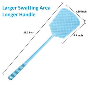 Fly Swatter, 5 Pack Strong Plastic Fly Swat Set Heavy Duty with Long Flexible Handle Manual Assorted Colors Multi Pack Fly Swatters