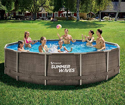 Summer Waves 14ft x 36in Wicker Metal Frame Pool Set