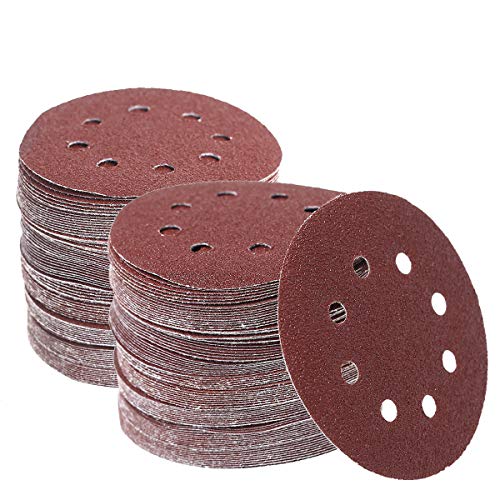 160 PCS 5 Inch Sanding Discs Hook and Loop Orbital Sander Pads Sand Paper Discs for Sander 40 60 80 100 120 150 240 320 400 600 Grit Power Sanding Discs 5 Inch 8 Hole Round Sanding Discs (40-600 Grit)