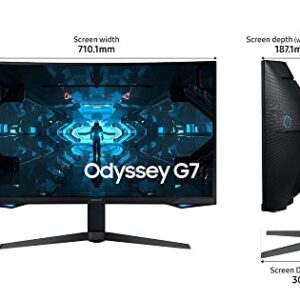 SAMSUNG 32” Odyssey G7 Series WQHD (2560x1440) Curved Gaming Monitor, 240Hz, 1ms, HDMI, G-Sync, FreeSync Premium Pro, LC32G75TQSNXZA