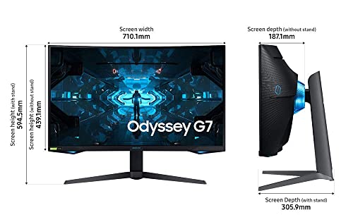 SAMSUNG 32” Odyssey G7 Series WQHD (2560x1440) Curved Gaming Monitor, 240Hz, 1ms, HDMI, G-Sync, FreeSync Premium Pro, LC32G75TQSNXZA