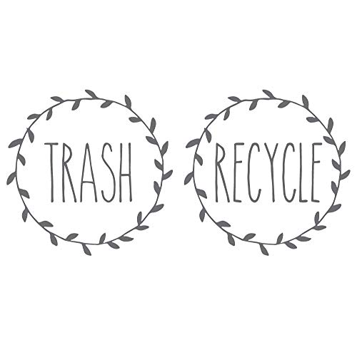 Wreath Style Farmhouse Trash and Recycle Vinyl Wall Decal Sticker for Metal, Aluminum, Steel, Plastic Trash Cans Indoor use