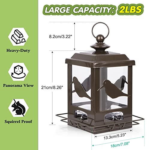 BOLITE 18034 Bird Feeder, Panorama Bird Feeder Single-Deck Lantern 8inch Tall Bird Feeder for Garden Yard Decoration, Bronze, 2lb