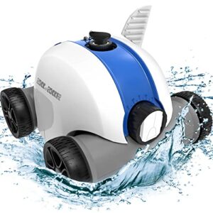 cordless robotic pool cleaner, automatic pool vacuum with 60-90 mins working time, rechargeable battery, ipx8 waterproof for above/in-ground swimming pools up to 861 sq ft