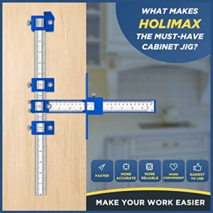 Holimax Cabinet Hardware Jig, Cabinet Handle Jig, Cabinet Hardware Template Tool, Punch Locator Drill Guide for Handle Knob Pull Installation of Door and Drawer woodworking tools