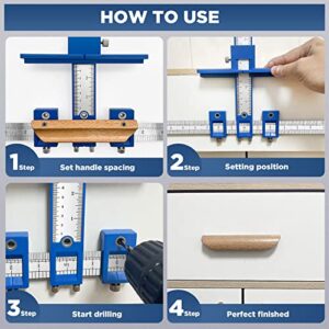 Holimax Cabinet Hardware Jig, Cabinet Handle Jig, Cabinet Hardware Template Tool, Punch Locator Drill Guide for Handle Knob Pull Installation of Door and Drawer woodworking tools