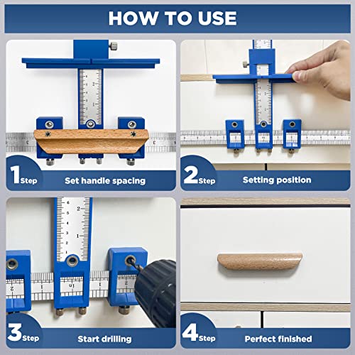 Holimax Cabinet Hardware Jig, Cabinet Handle Jig, Cabinet Hardware Template Tool, Punch Locator Drill Guide for Handle Knob Pull Installation of Door and Drawer woodworking tools