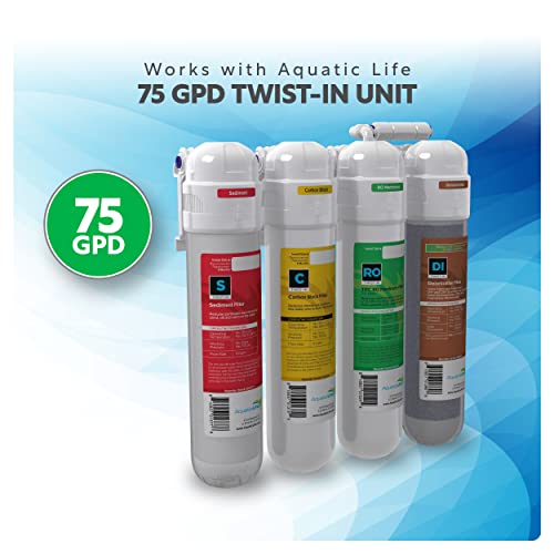 AquaticLife Twist-In 75 GPD RO Membrane Replacement Filter Cartridge for Reverse Osmosis Deionization Water Filter System RO/RODI Units