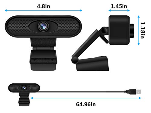 LFS Webcam with Microphone, 1080P HD Streaming USB Computer Webcam 65 inch Long Cable Manual Focus Noise Reduction [Plug and Play] [30fps] for PC Video Conferencing/Calling, Laptop/Desktop Mac